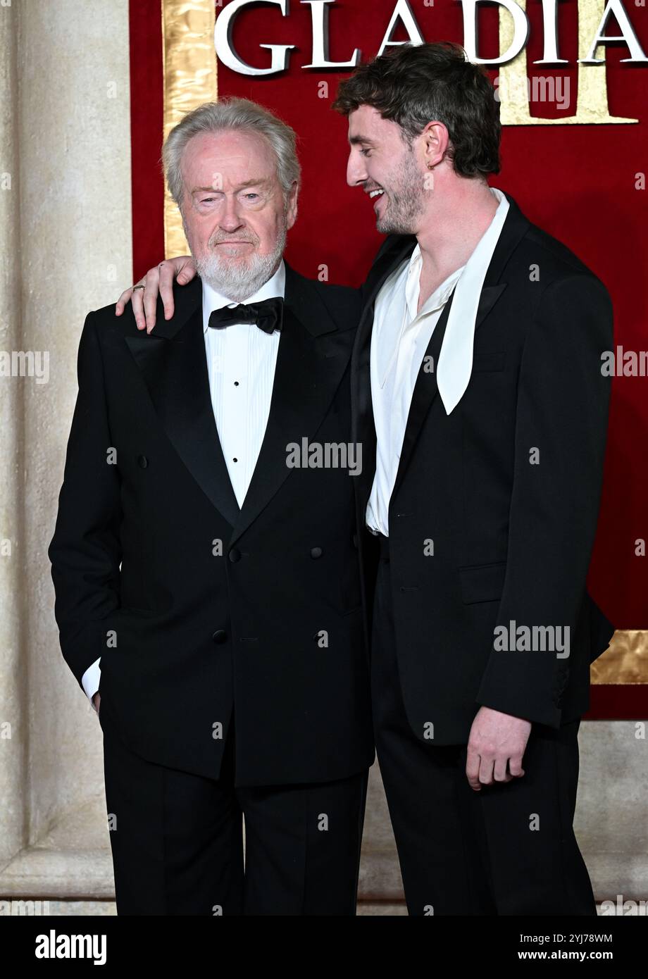 London, UK. November 13th, 2024. Ridley Scott and Paul Mescal arriving ...