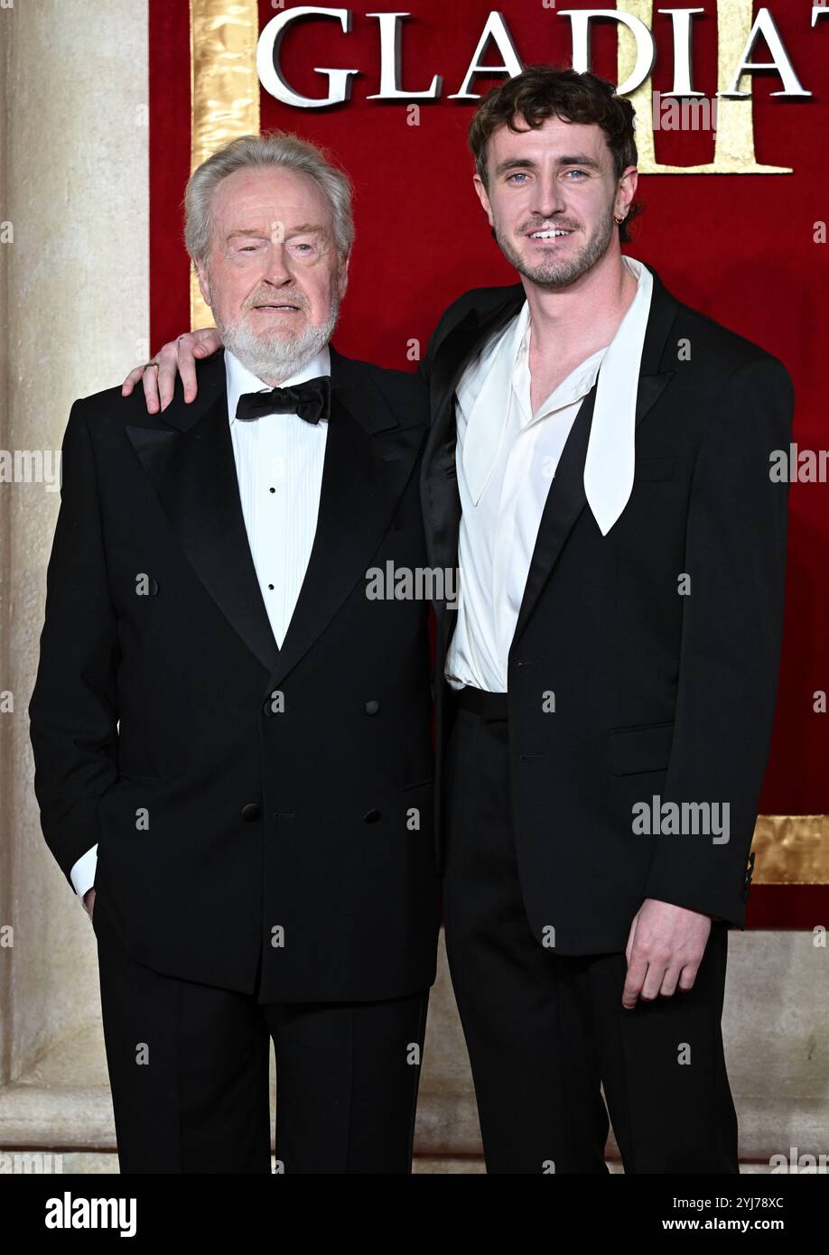 London, UK. November 13th, 2024. Ridley Scott and Paul Mescal arriving ...