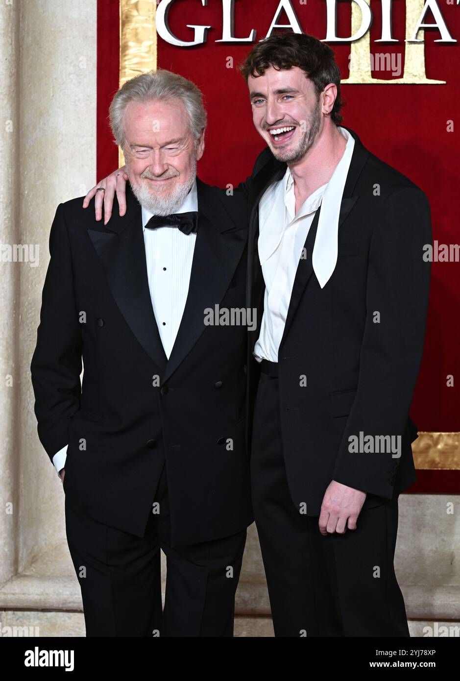London, UK. November 13th, 2024. Ridley Scott and Paul Mescal arriving ...