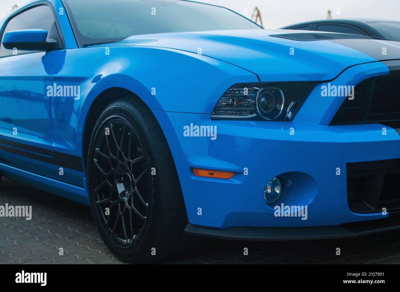 beautiful racing car blue ford mustang shelby details Stock Photo - Alamy