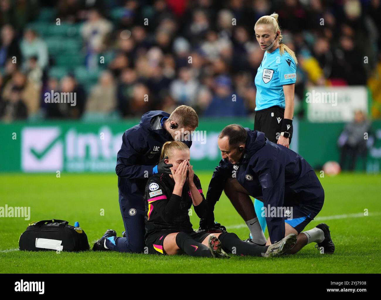 Chelsea's Aggie Beever-Jones receives treatment during the UEFA Women's ...