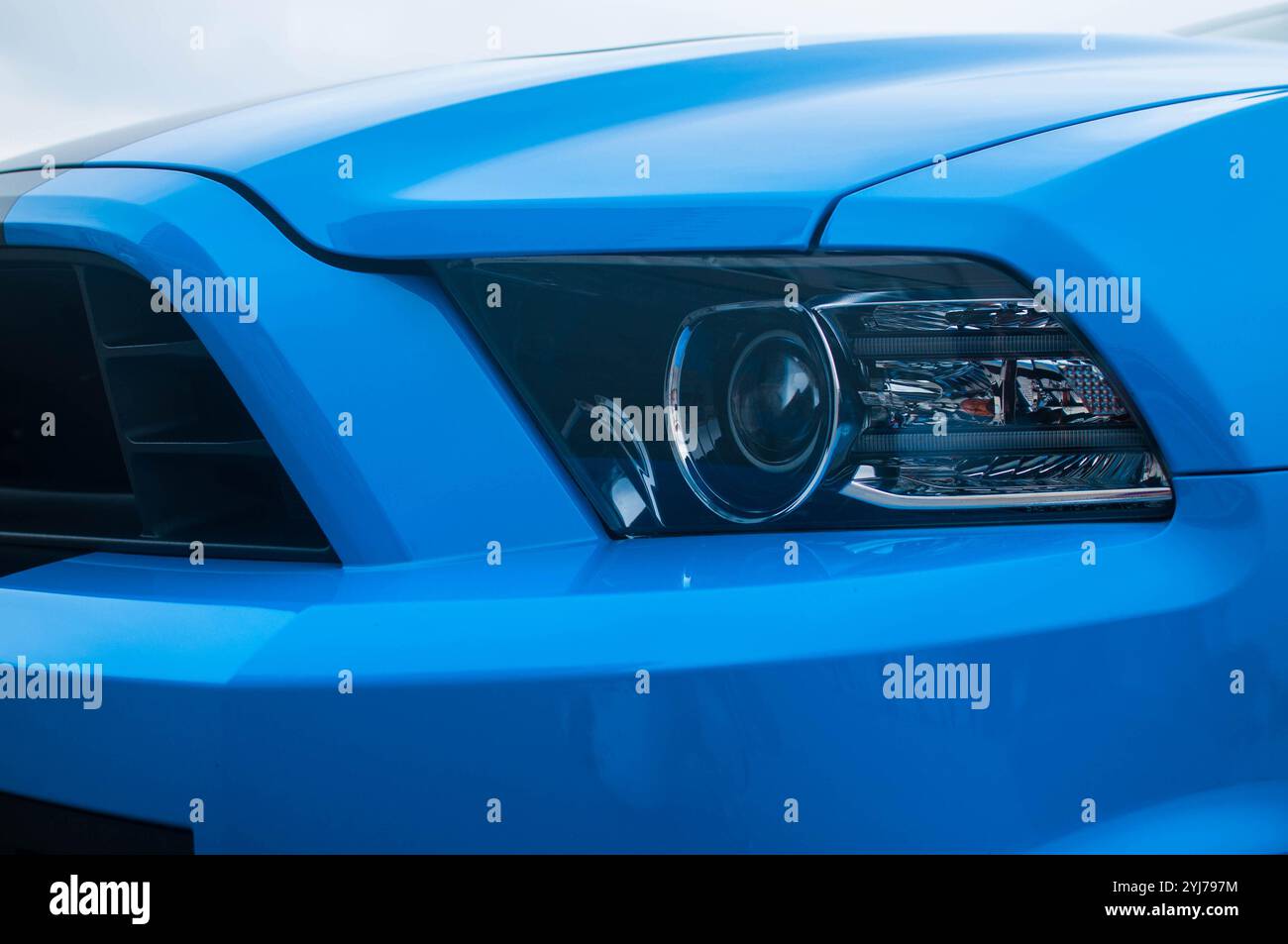 beautiful racing car blue ford mustang shelby details Stock Photo - Alamy
