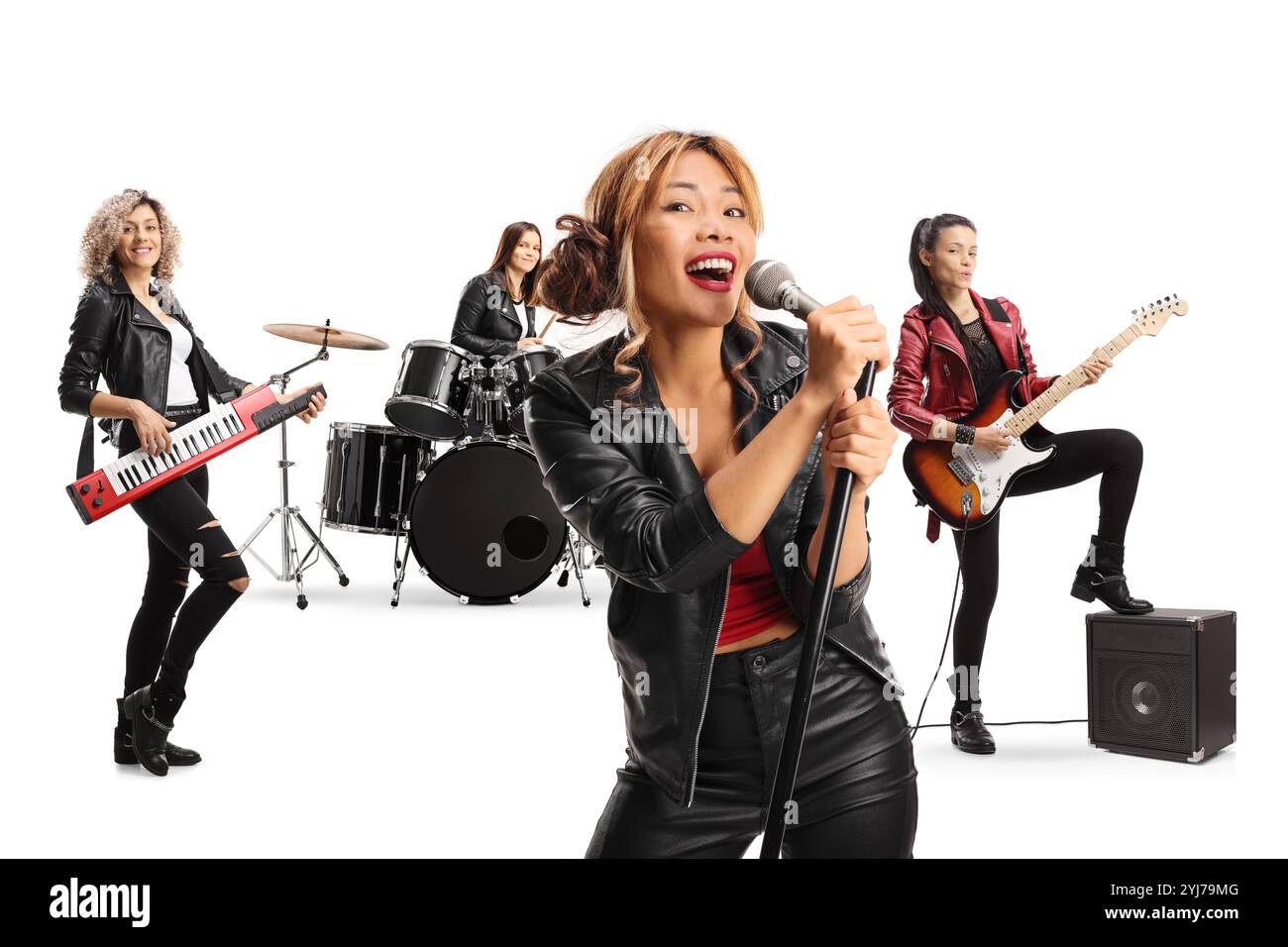 Female music band performing isolated on white background Stock Photo ...