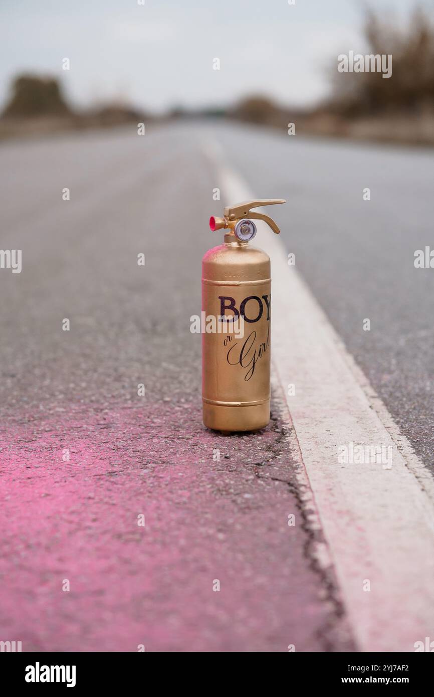 Vintage Fire Extinguisher on Abandoned Road Stock Photo - Alamy