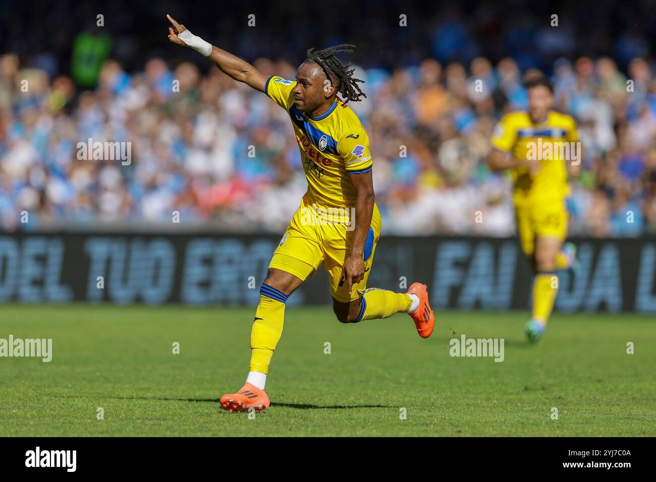 Atalanta's Nigerian forward Ademola Lookman celebrates after scoring a ...