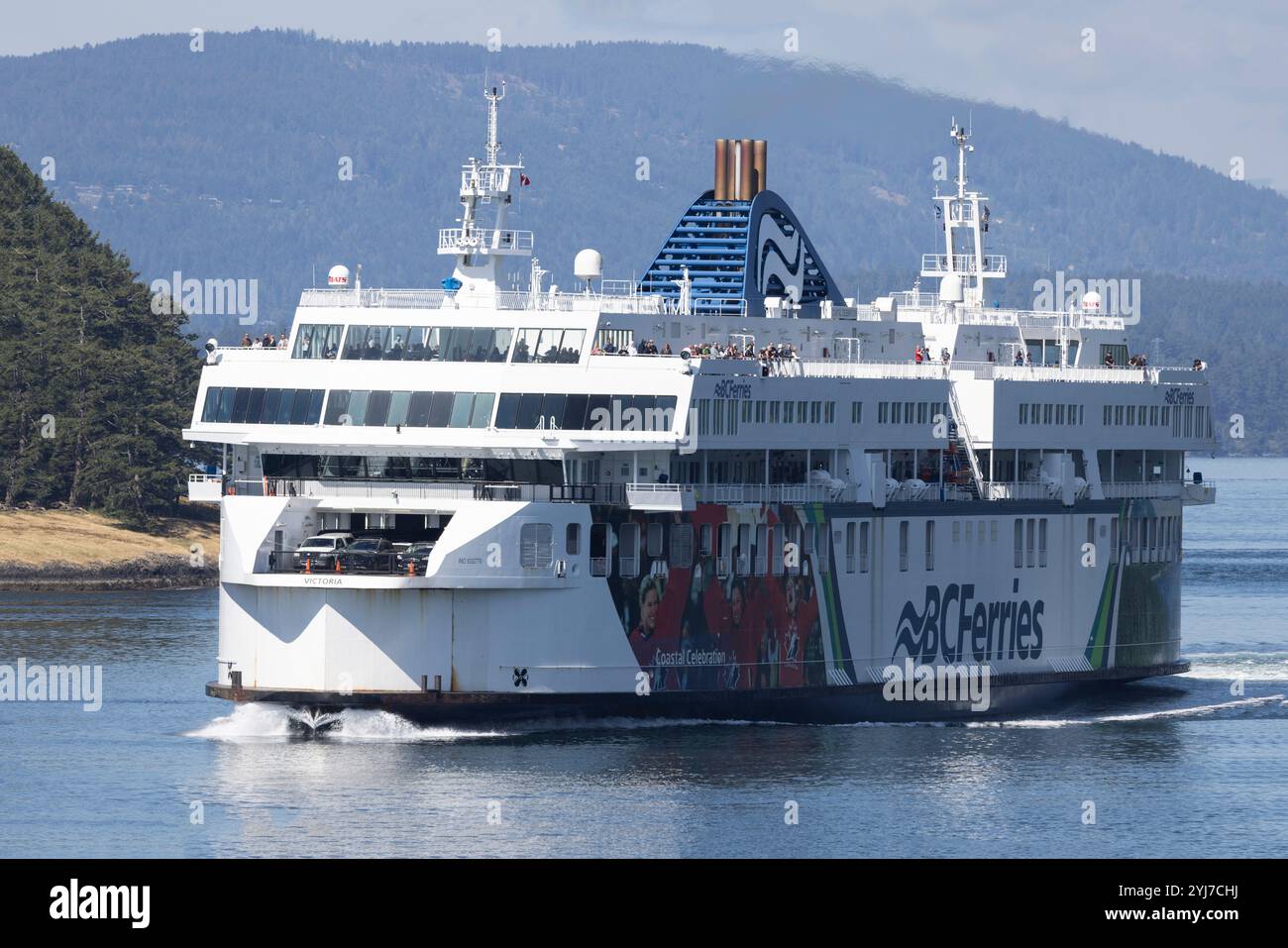 BC Ferries ship in Active Pass BC Stock Photo - Alamy