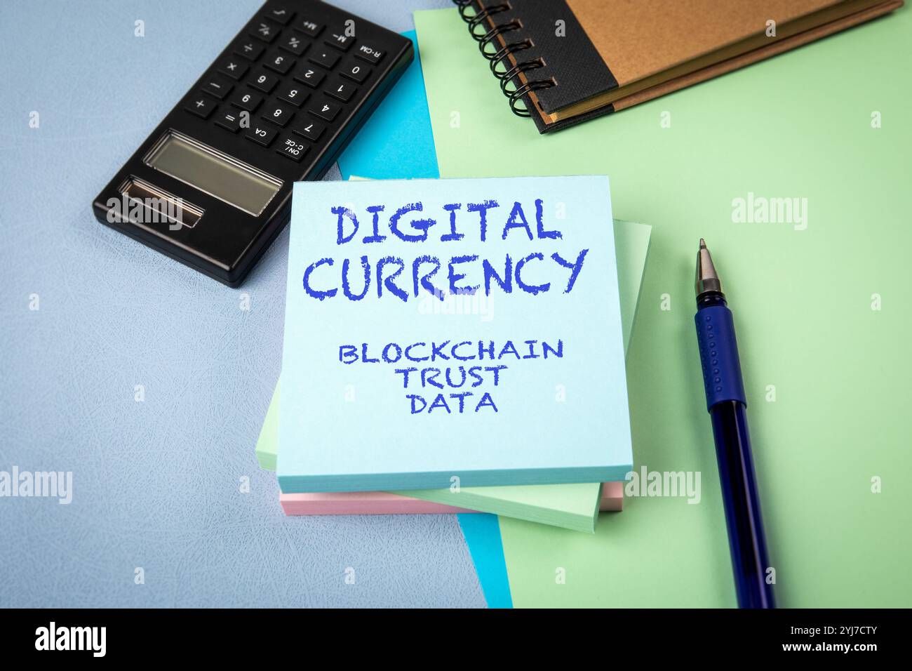 Digital Currency. Notepad with text on office table Stock Photo - Alamy