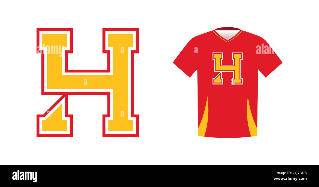 Outlined bold letter H for varsity, college or school athletic jersey ...