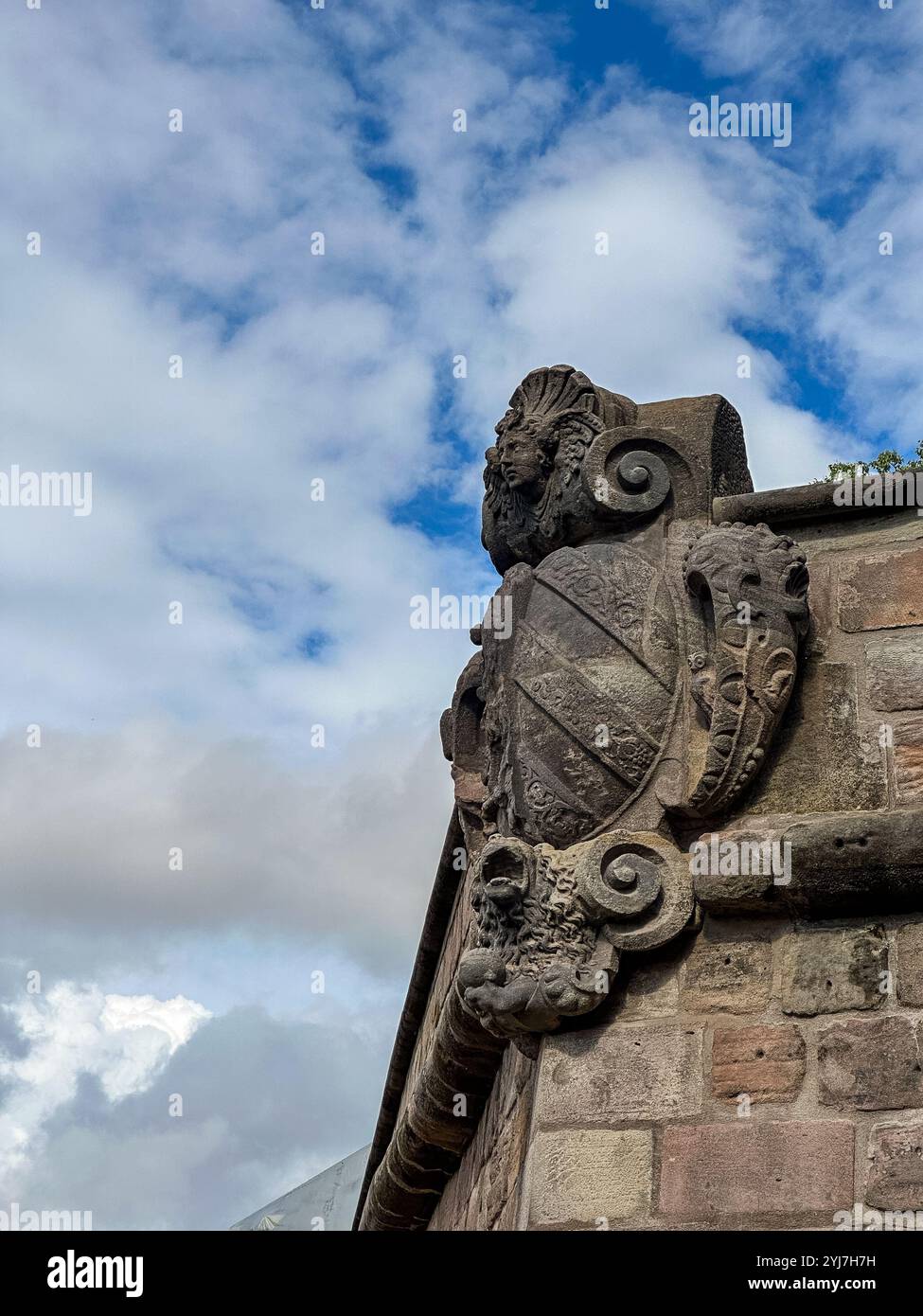 Shield Coat of Arms decoration on the battlement walls of Nuremberg ...