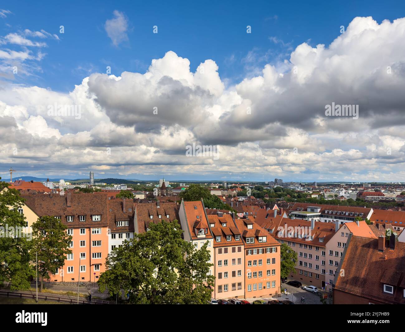 Aerial view of Nuremberg at sunny day - Nuremberg, Bavaria, Germany ...