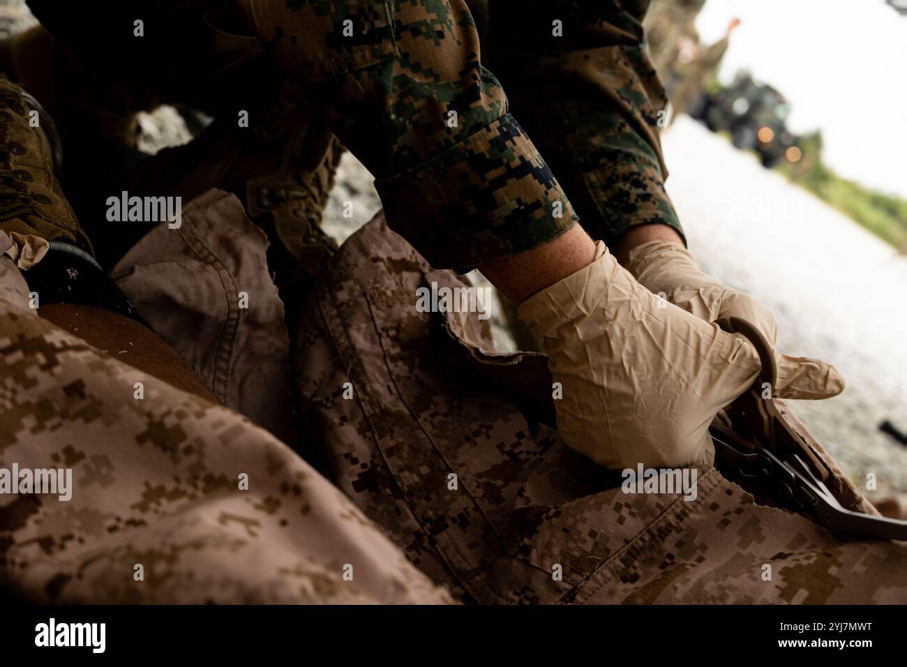 A U.S. Navy corpsman with Combat Logistics Battalion 31, 31st Marine ...