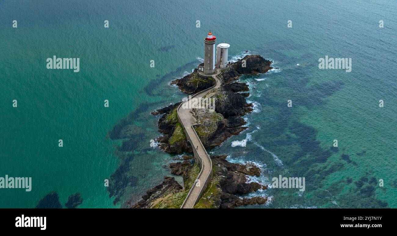 Aerial view of the Petit Minou Lighthouse is a lighthouse in the ...