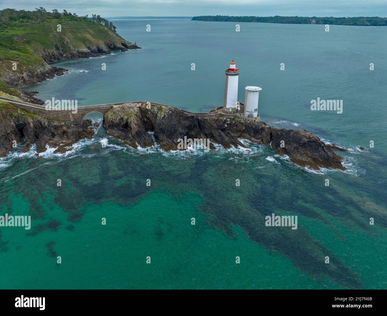 Aerial view of the Petit Minou Lighthouse is a lighthouse in the ...