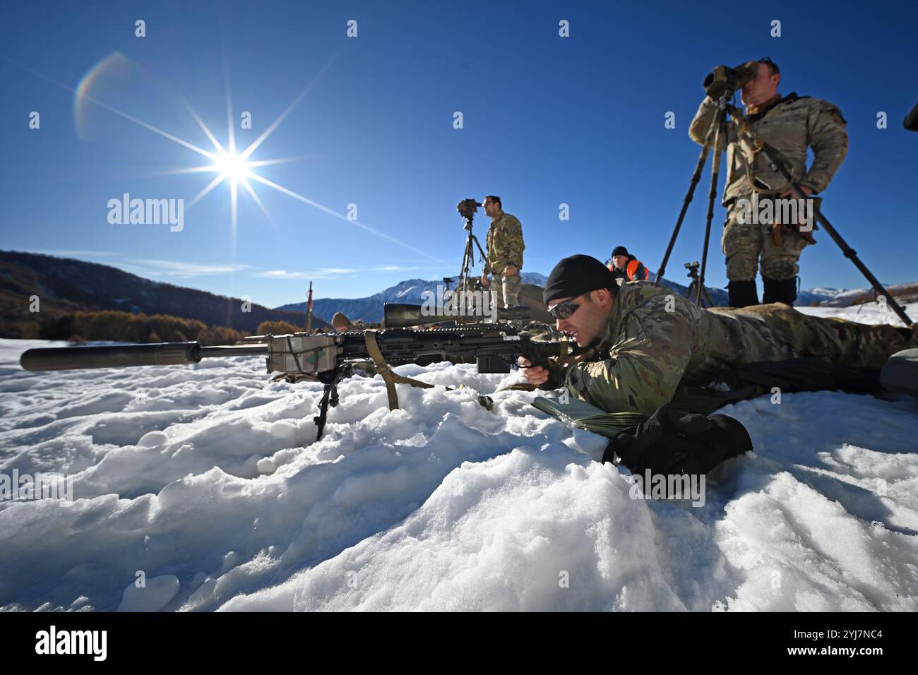 A U.S. Army paratrooper assigned to 173rd Airborne Brigade, engages ...