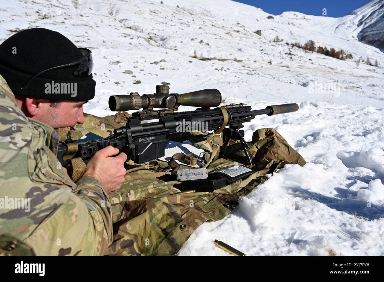 A U.S. Army paratrooper assigned to 173rd Airborne Brigade, engages ...
