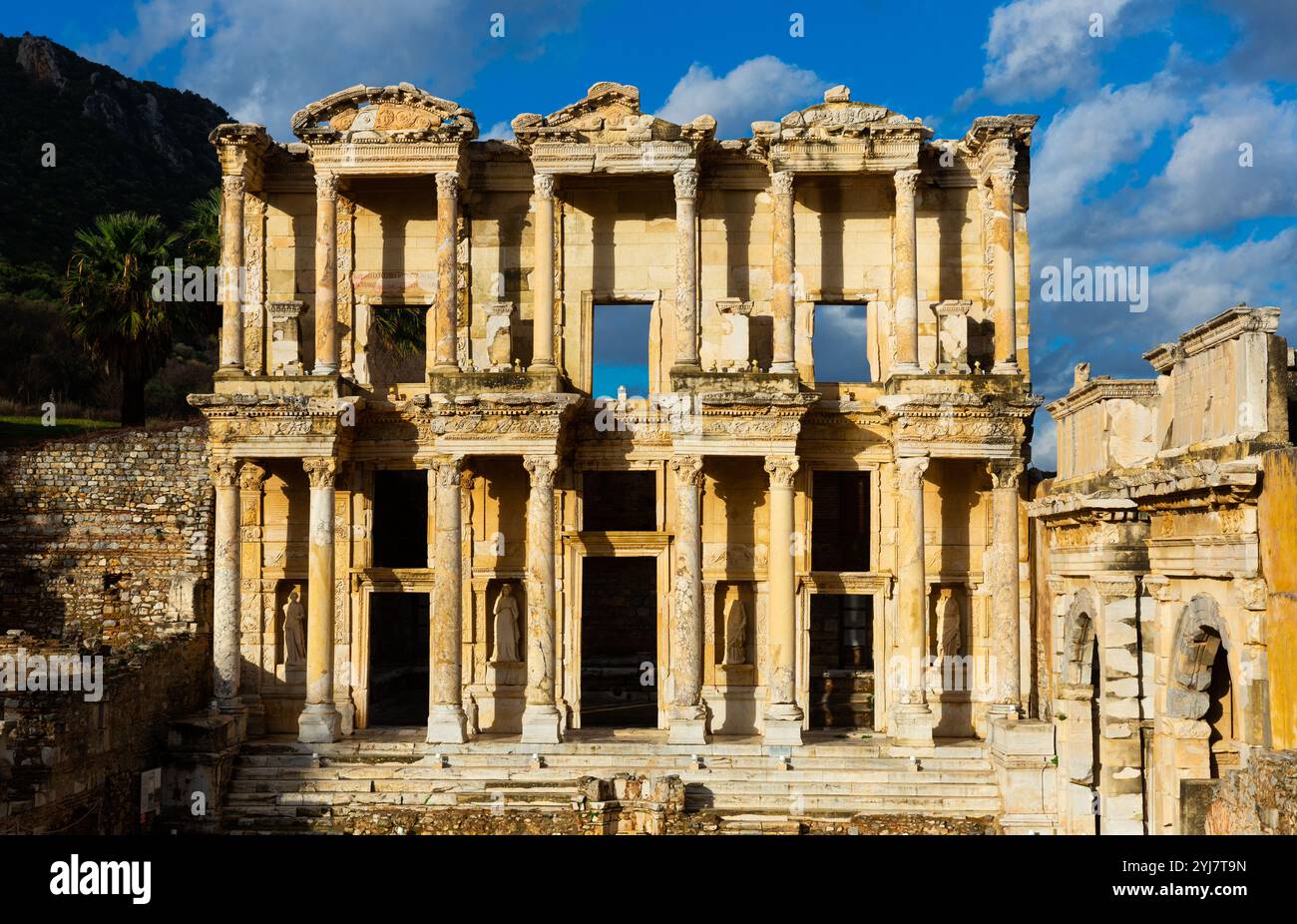 Ruins of Roman building of Celsus Library in Ephesus, Turkey Stock ...