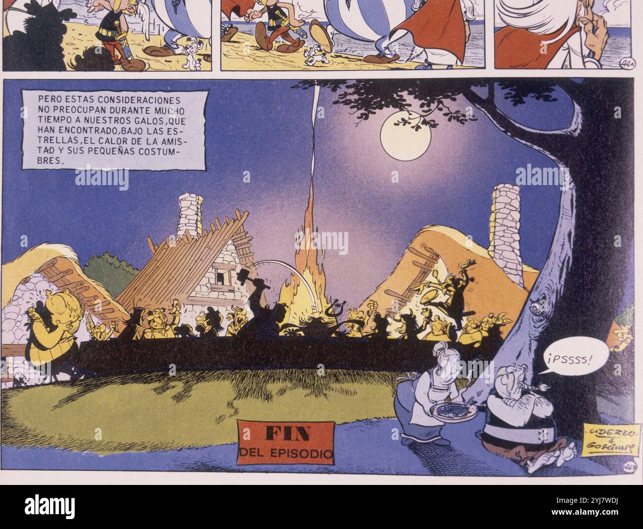 VIÑETA FINAL DE UN COMIC DE ASTERIX Y OBELIX. Author: ALBERT UDERZO (1927-2020). Location ...