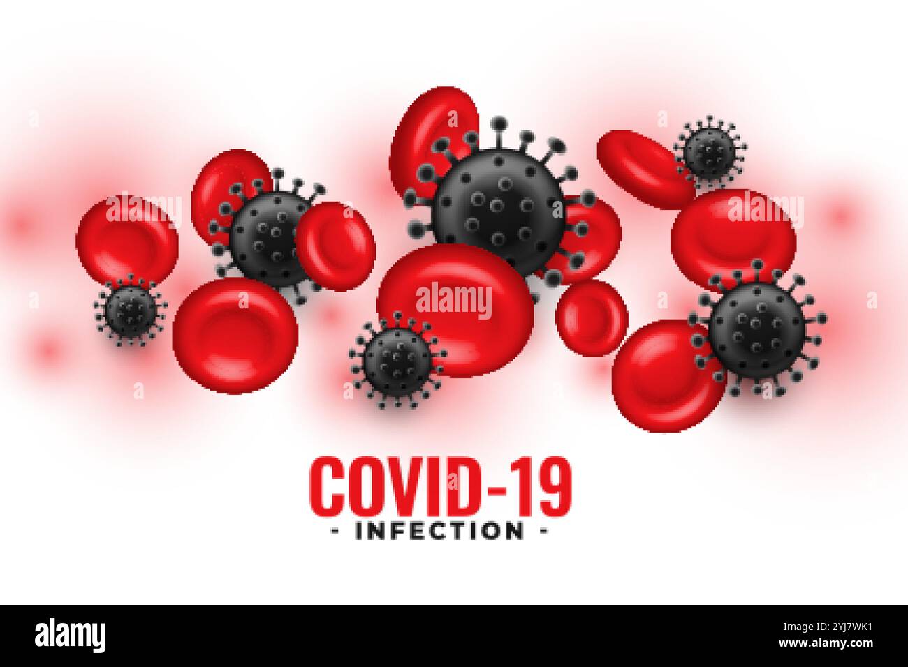covid-19 infection background with blood platelets and virus cells ...