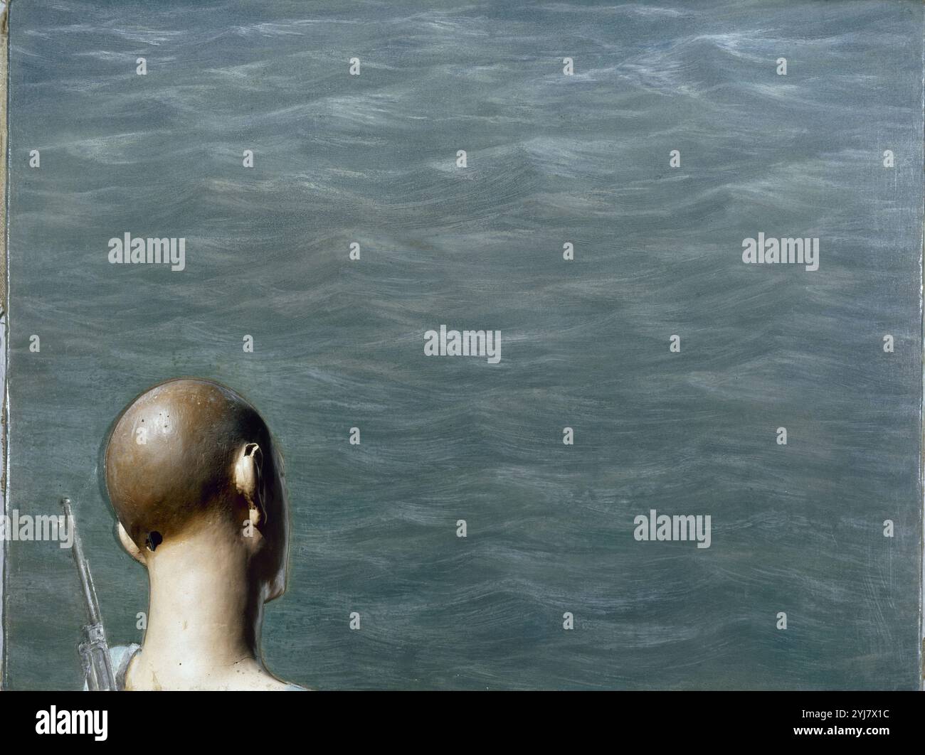 Man Facing the Sea. Hombre frente al mer. Collage and Oil on canvas (35 ...