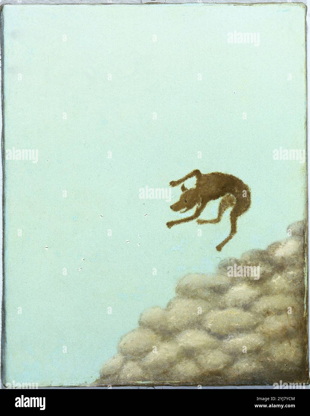 Untitled / Dog Falling. Oil on canvas (21 x 26 cm). Installation of the ...