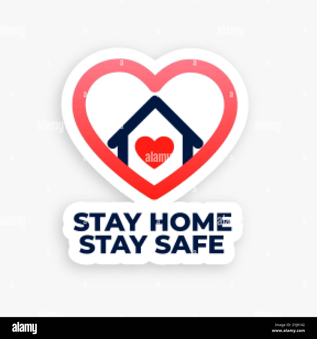 stay home and stay safe concept heart house poster Stock Vector Image ...