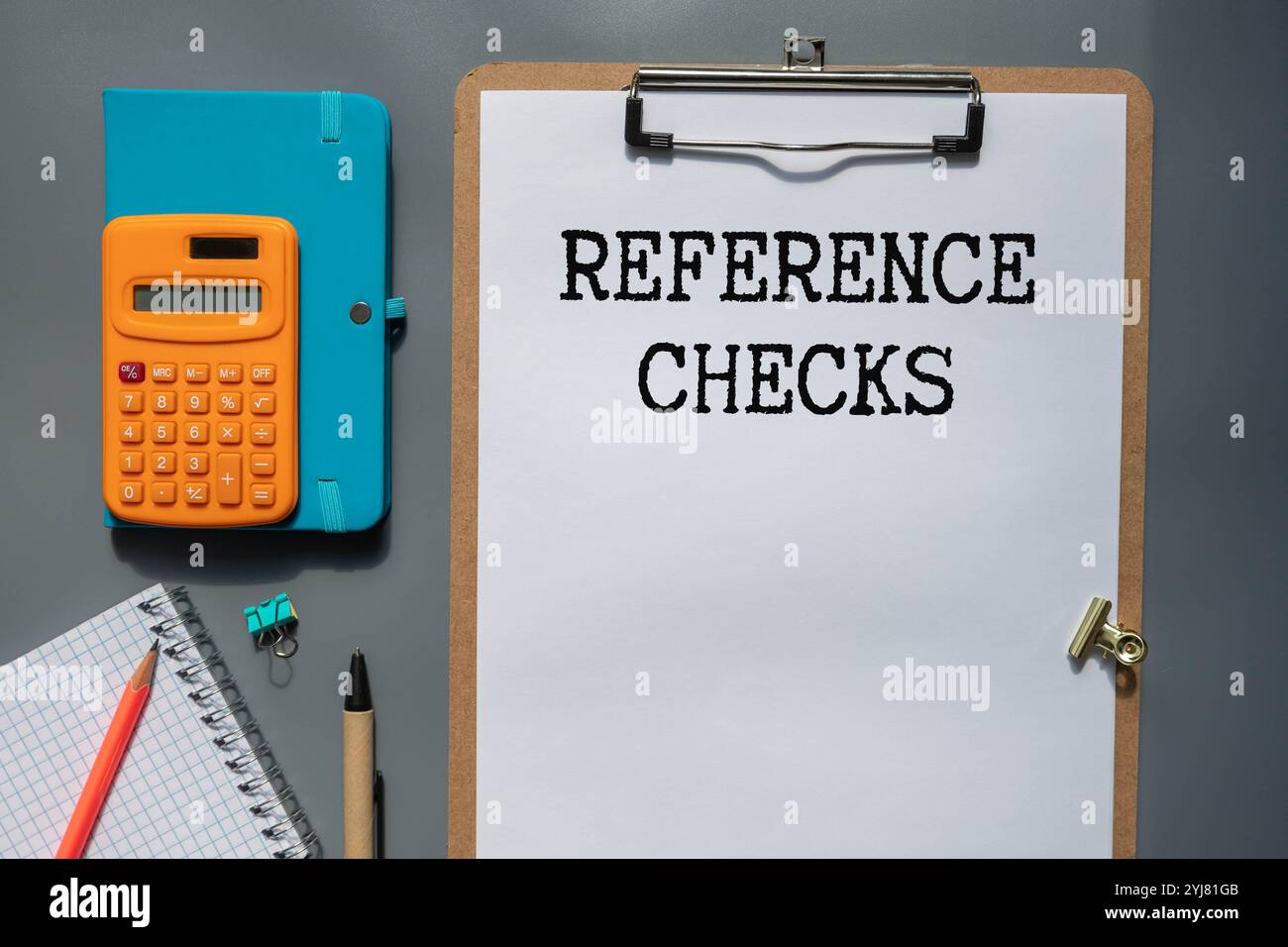 REFERENCE CHECKS text on a sticker. Employee check. Hiring process ...