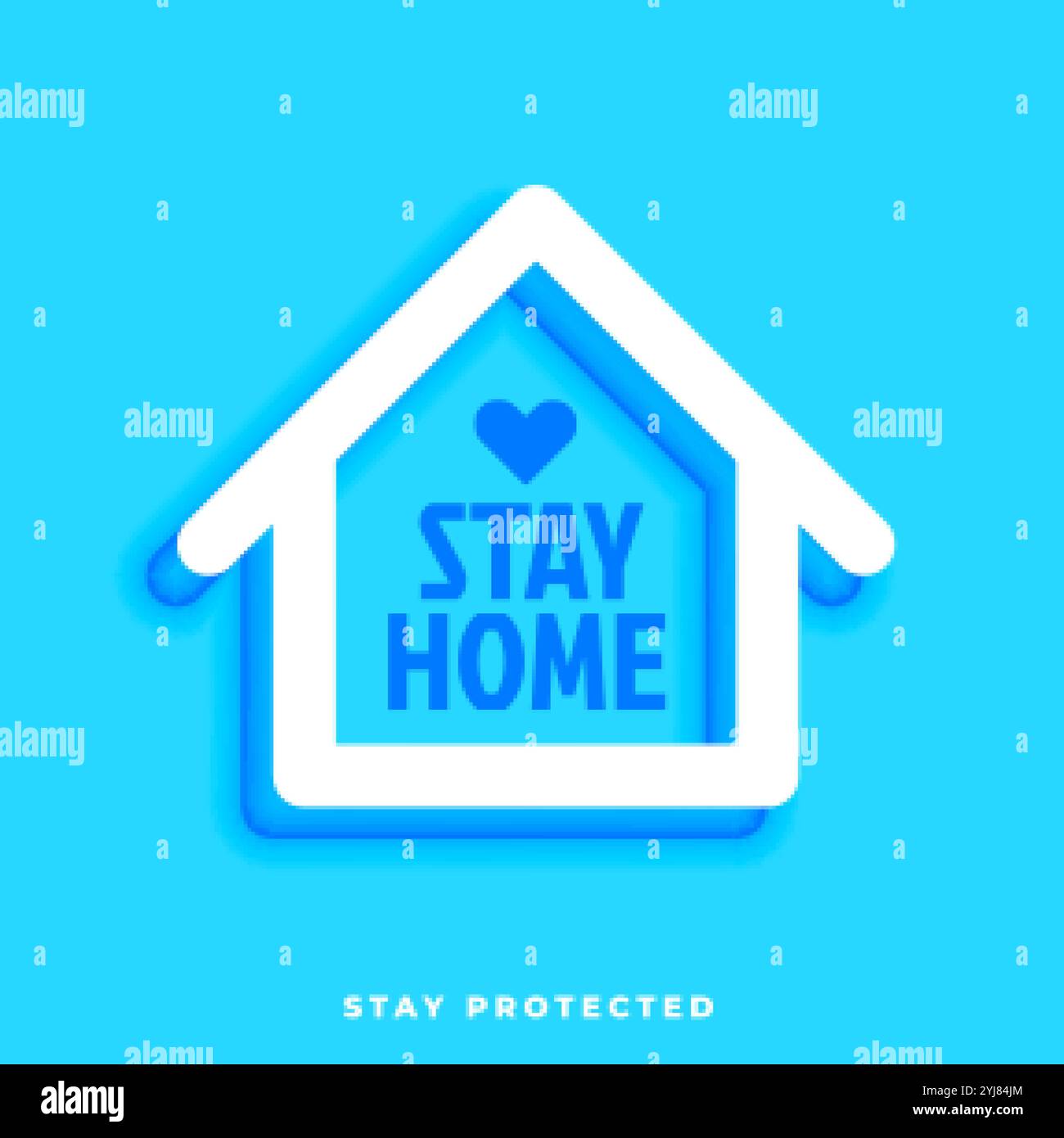 stay home stay protected design with house symbol Stock Vector Image ...