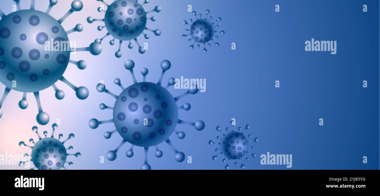 3d virus or bacteria infection banner with text space Stock Vector ...