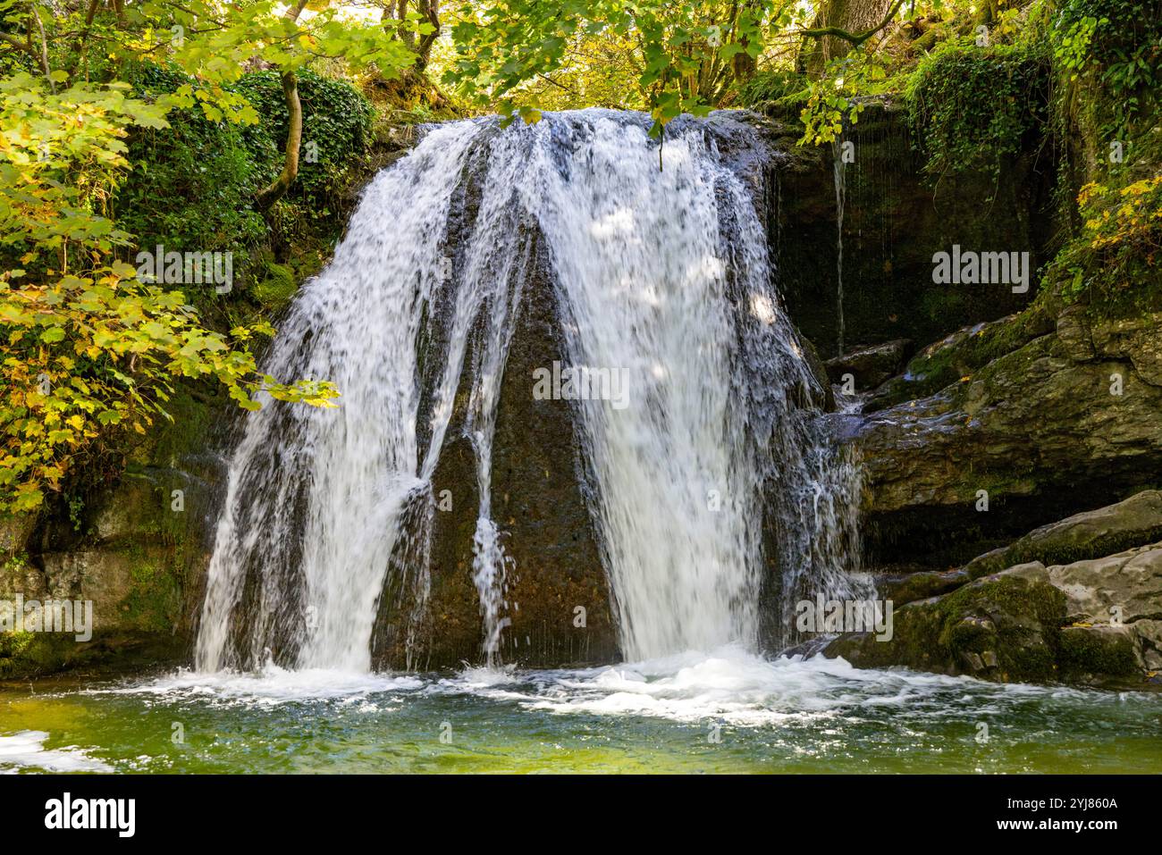 Janets Foss waterfall near Malham village in the Yorkshire Dales ...