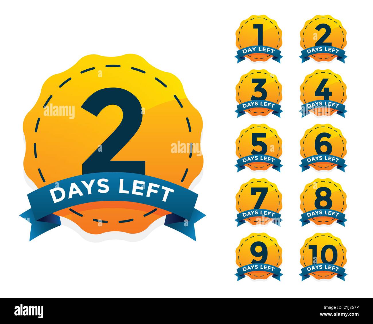 yellow badge set for number of days left Stock Vector Image & Art - Alamy