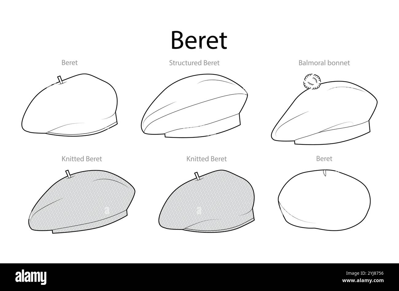 Balmoral bonnet flat sketch hi-res stock photography and images - Alamy