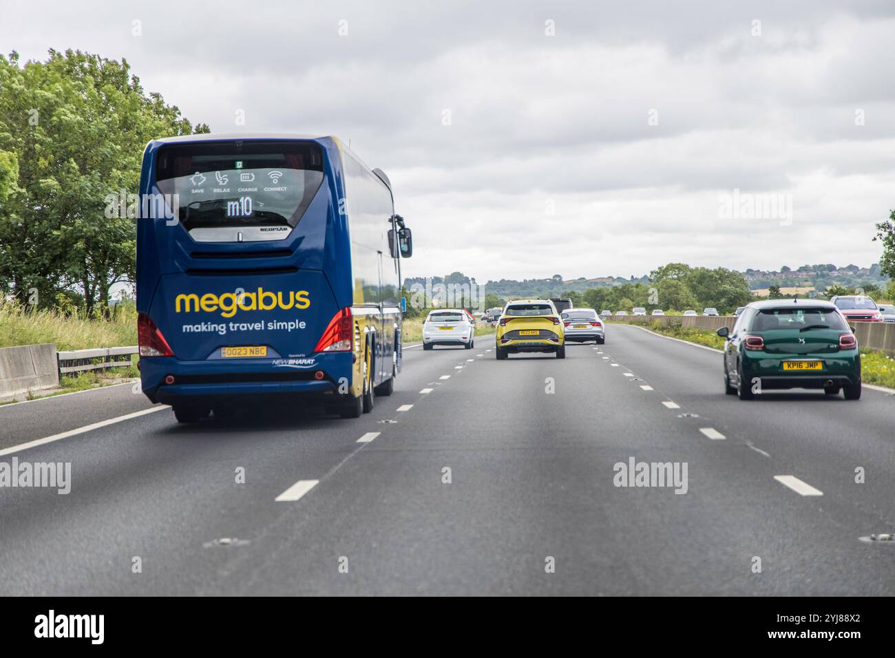 London, UK- June 30, 2023: Megabus m10 bus driving on M4 ringroad Stock ...