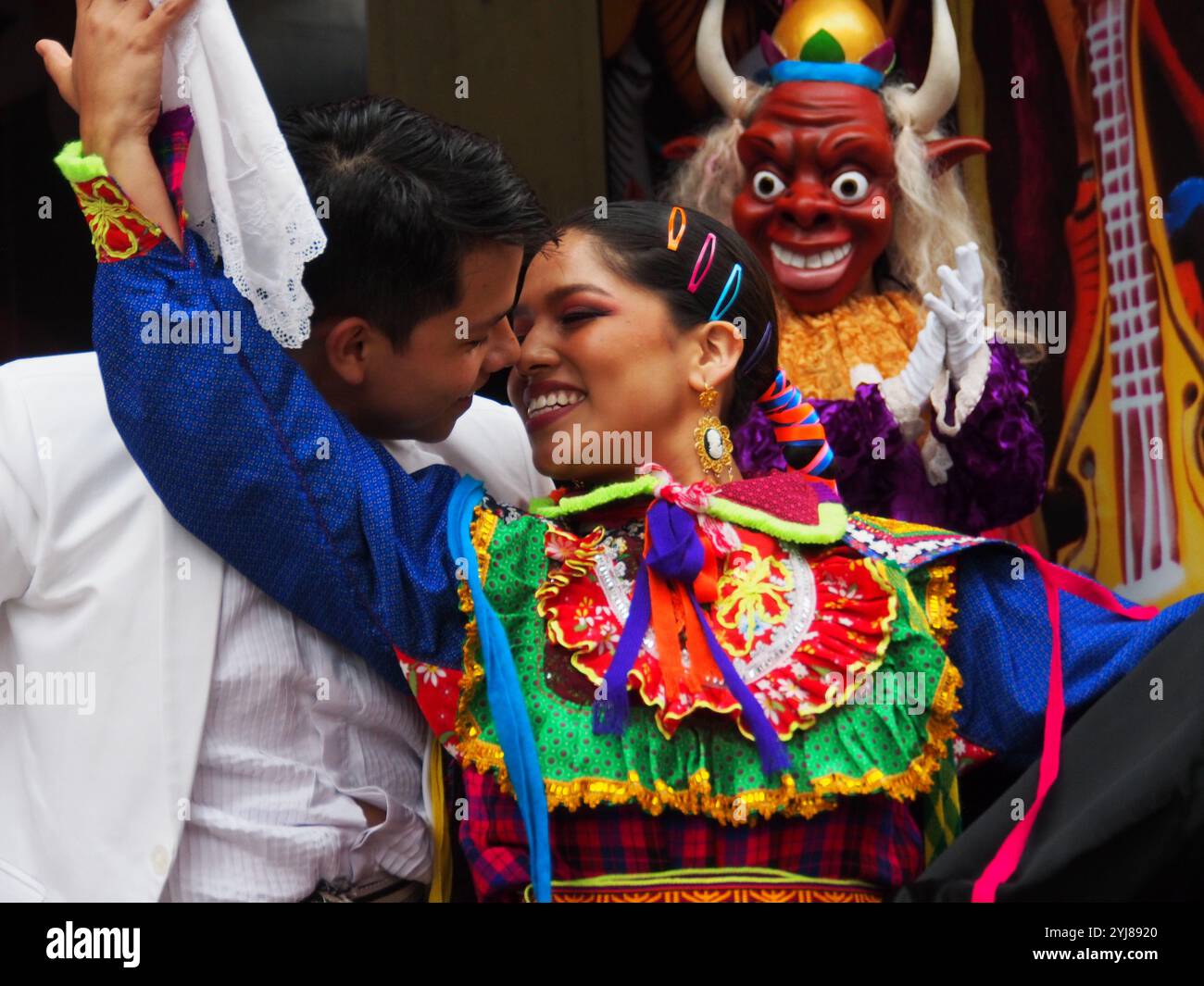 Lima, Peru. 13th Nov, 2024. Creole woman in traditional attire dancing ...