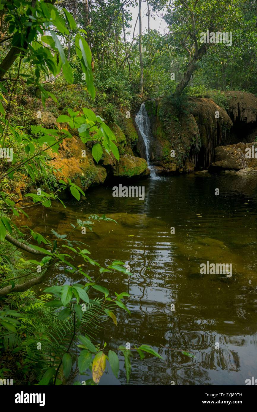 A small waterfall during a draught near Bonito, Mato Grosso do Sul ...