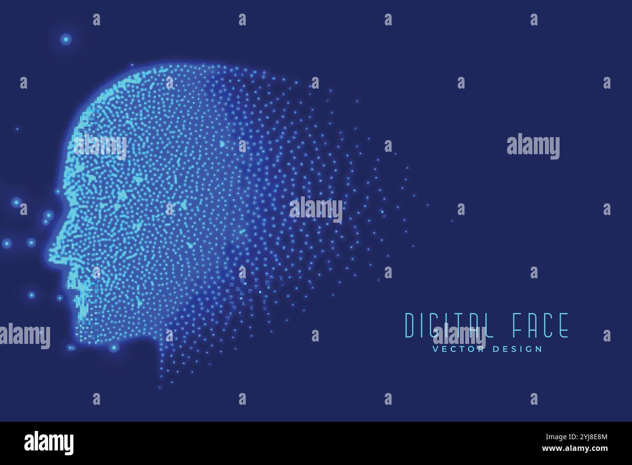 digital technology face made with particles for artificial intelligence ...