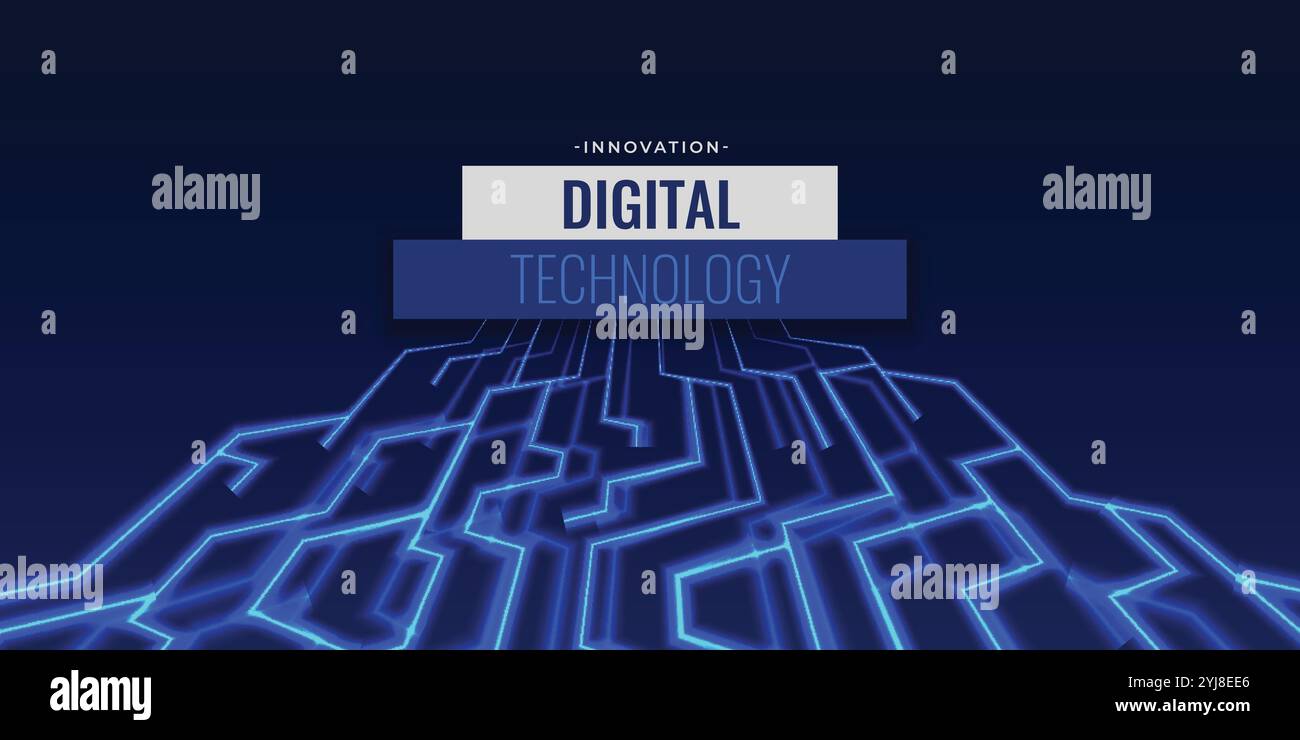 Digital Technology Background With Glowing Circuit Lines Stock Vector Image And Art Alamy