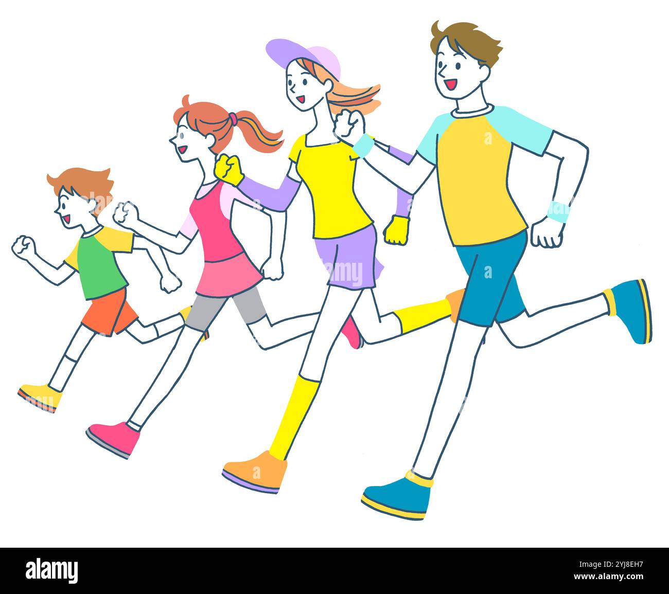 Clipart Clipart Family running Stock Photo - Alamy