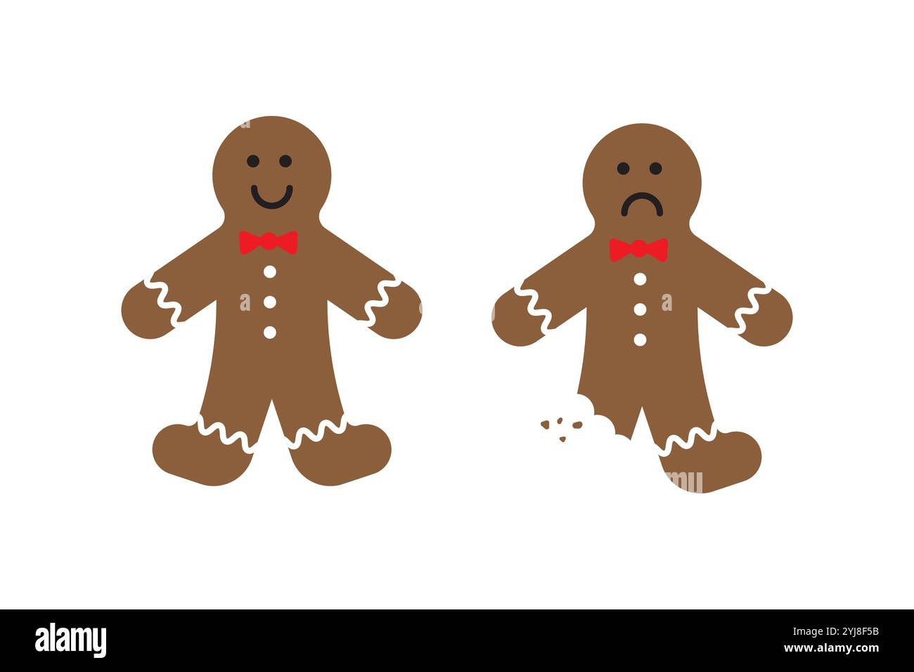 Gingerbread man icon. Smiling and sad figures. Festive cookie design ...