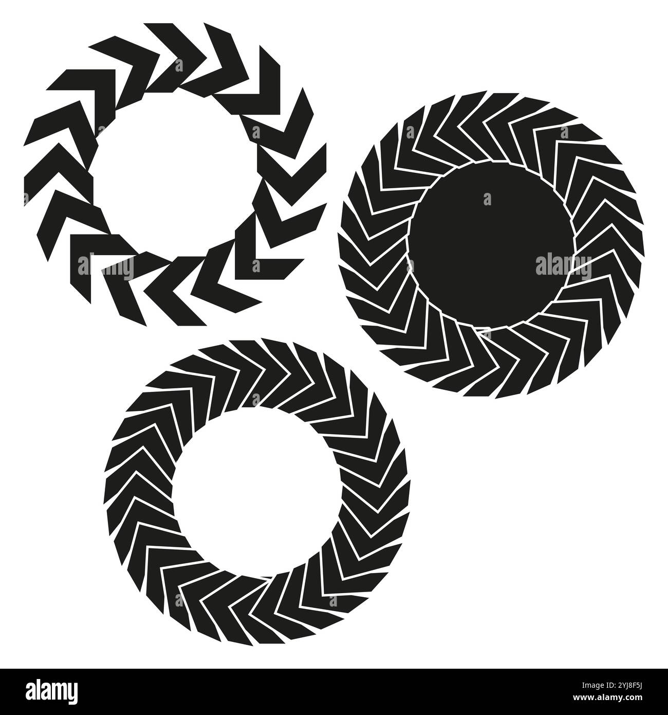 Chevron circle icon. Abstract round pattern. Circular zigzag symbol ...