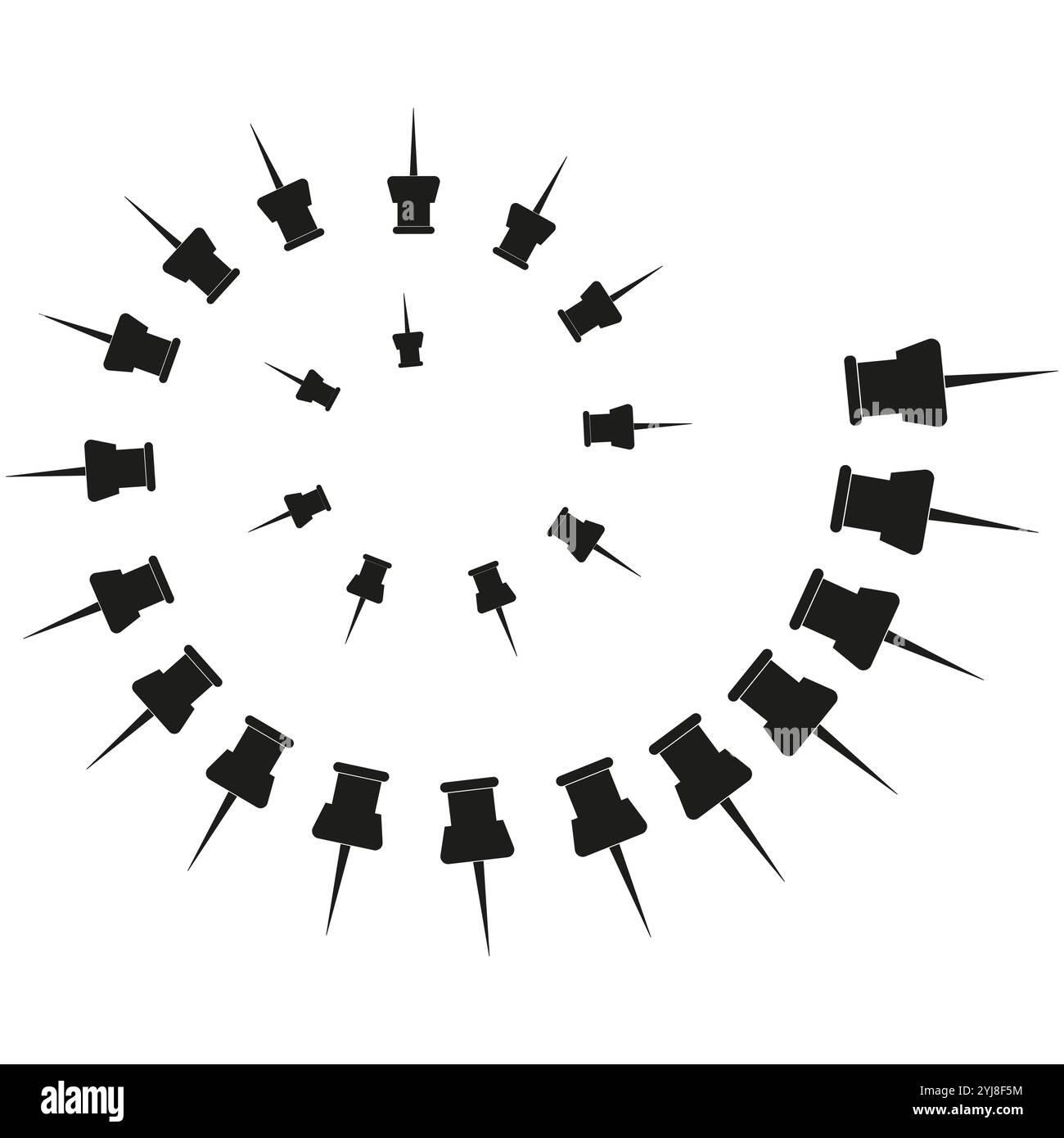 Push pin spiral shape. Rotating office tool. Stationery vector icon ...