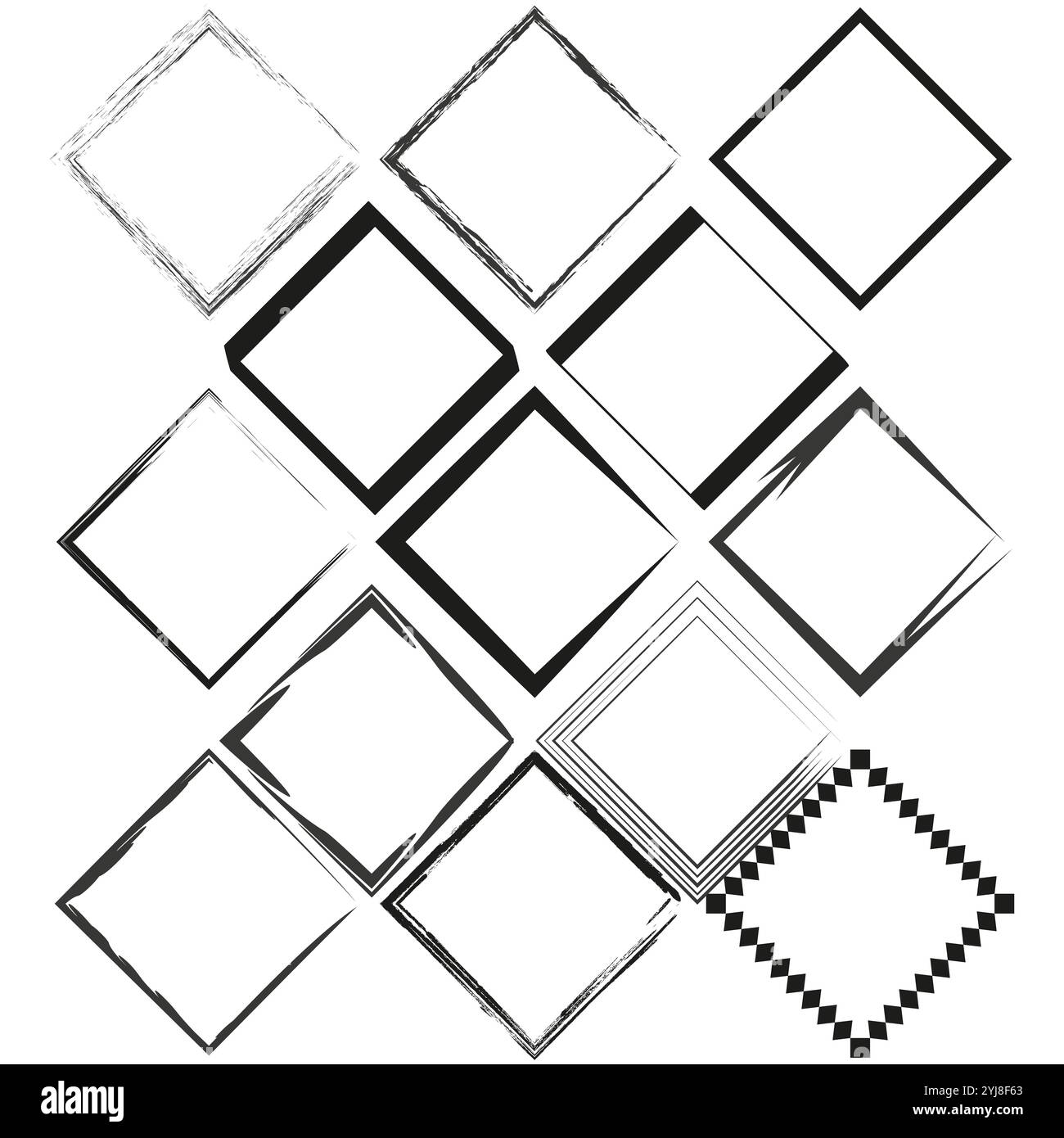 Grunge Frame Set. Distressed border designs. Rough square frames ...