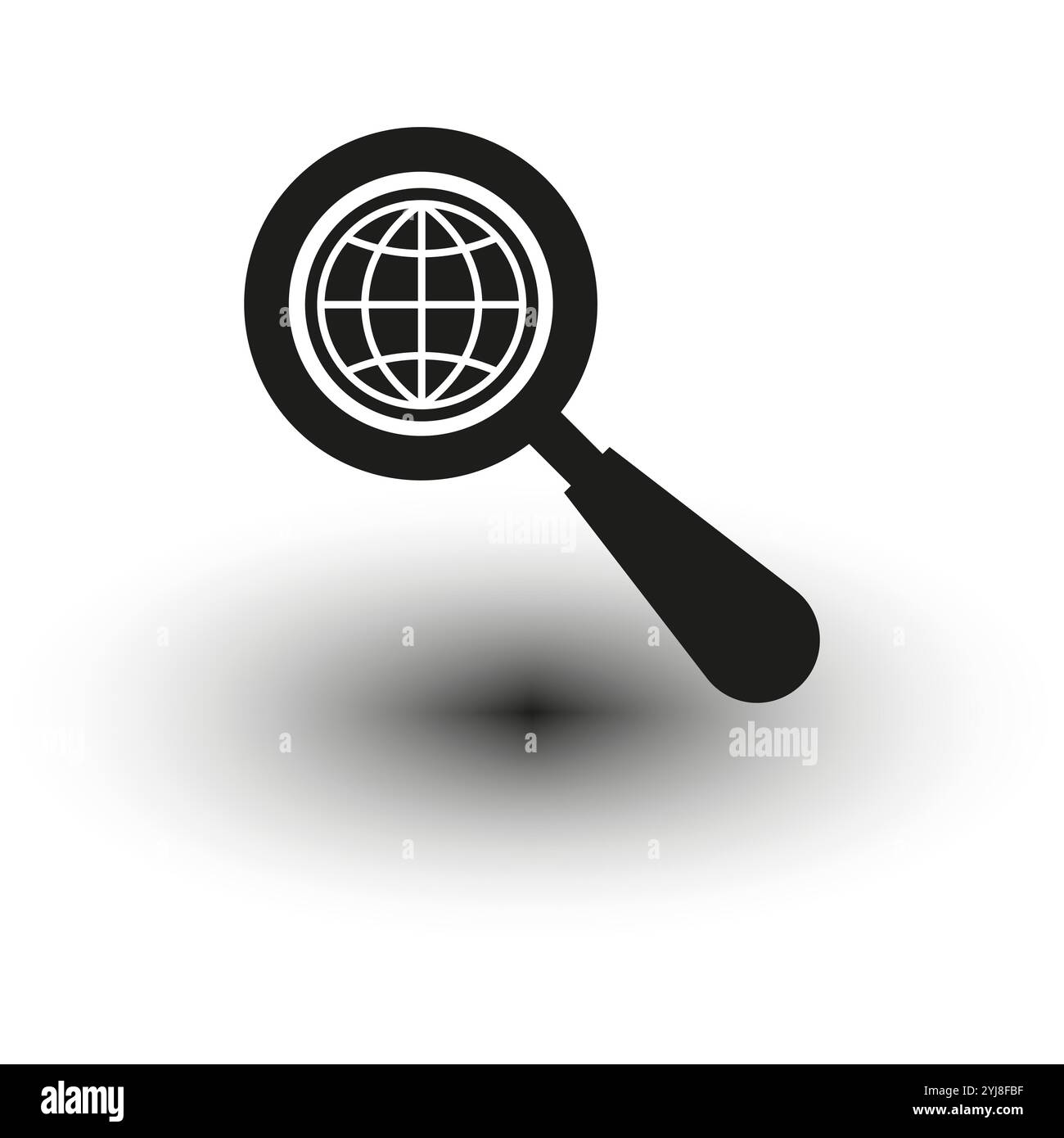 Global search icon. Internet magnifying symbol. Globe inside lens ...