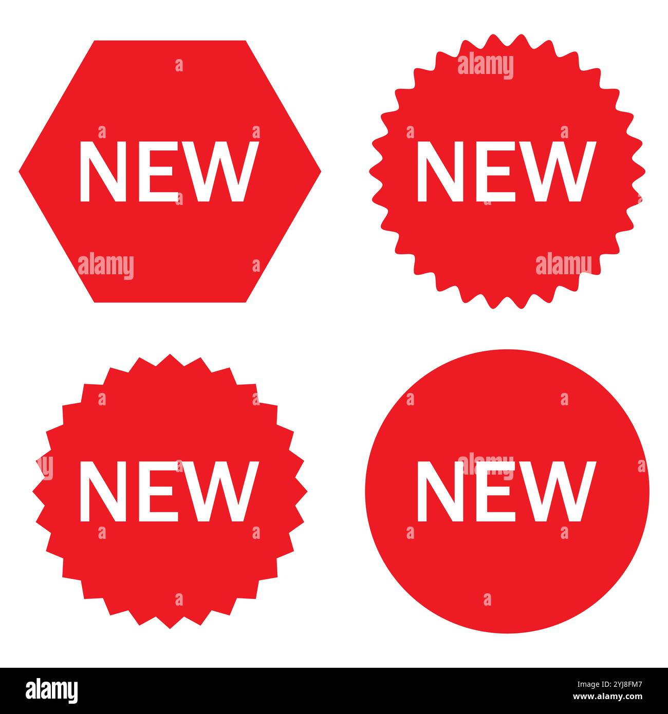 New item badge. Red hexagon icon. Fresh product label. Vector sticker ...