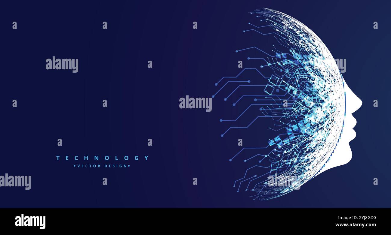 technology face concept futuristic artificial intelligence design Stock ...