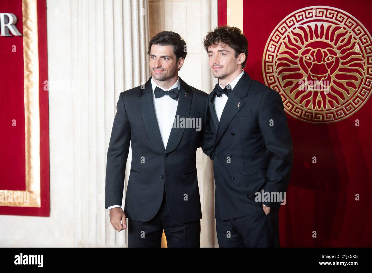 London, UK. 13 Nov, 2024. Pictured: (L-R) - Ferrari F1 Drivers Carlos ...