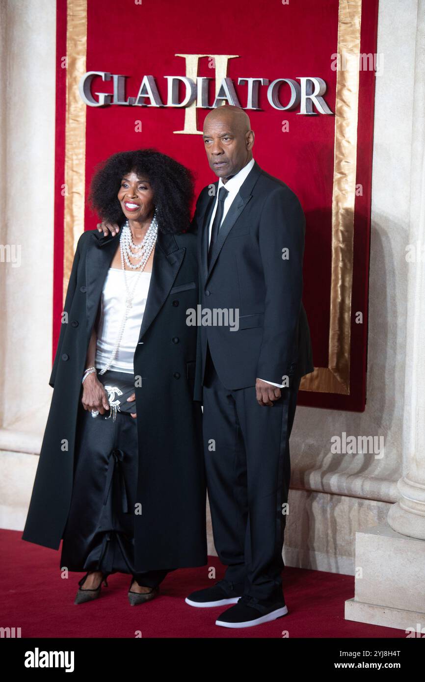 London, UK. 13 Nov, 2024. Pictured: Denzel Washington and wife Pauletta ...