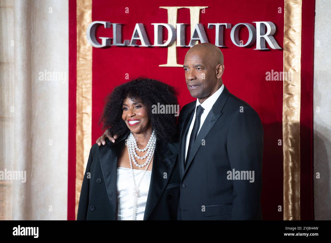 London, UK. 13 Nov, 2024. Pictured: Denzel Washington and wife Pauletta ...