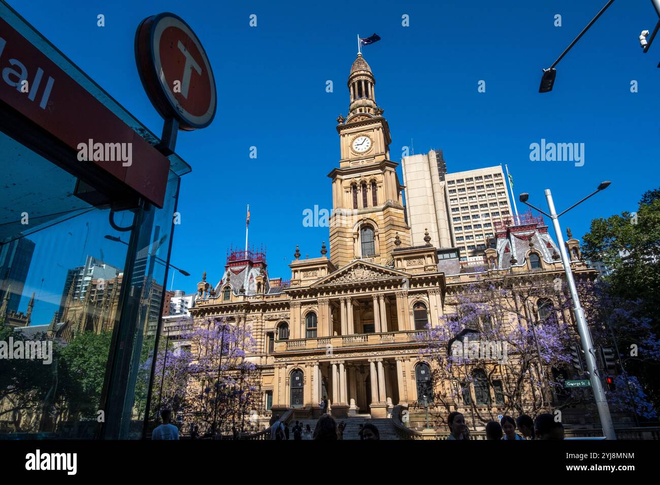 Sydney town hall in George street. Sydney, NSW, Australia Stock Photo ...
