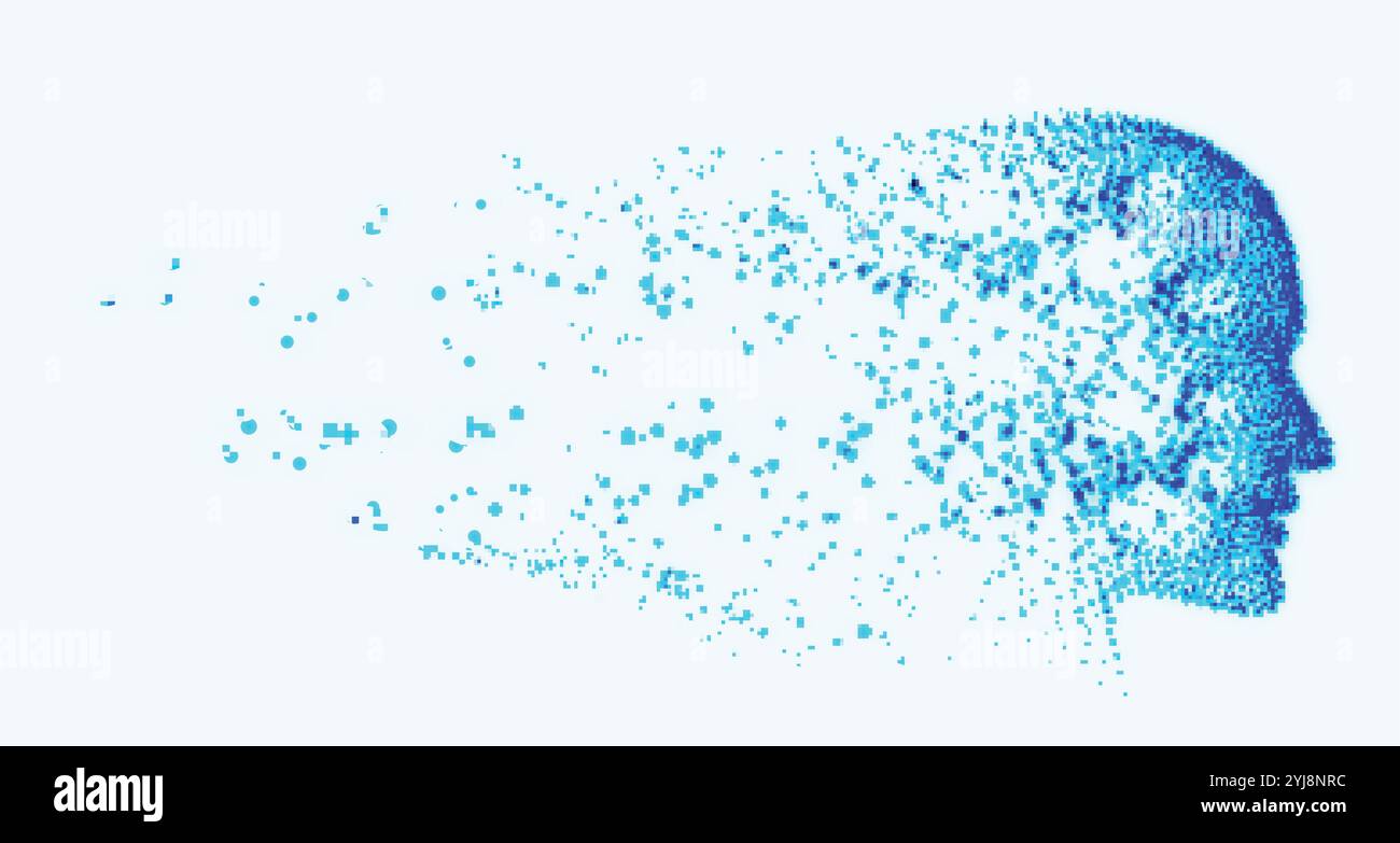 artificial intelligence ai destroying blue face concept Stock Vector ...