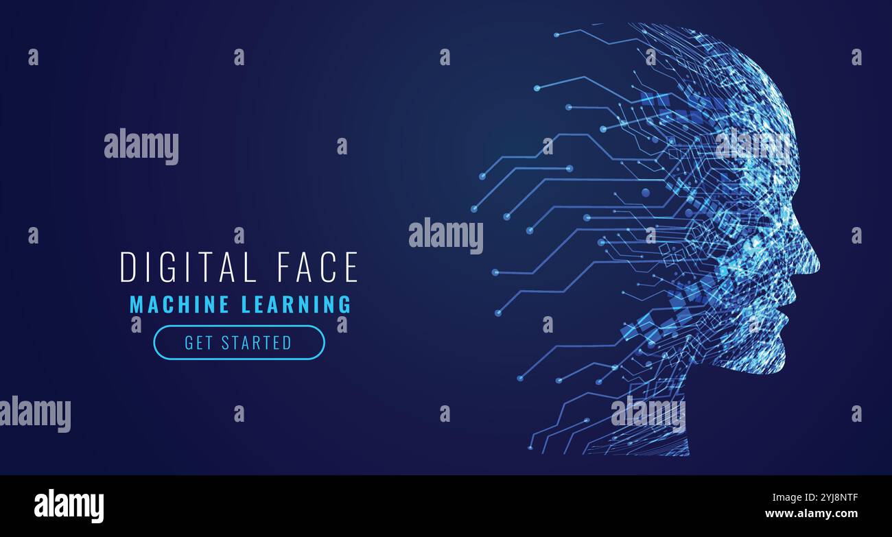 digital technology face artificial intelligence concept design Stock ...